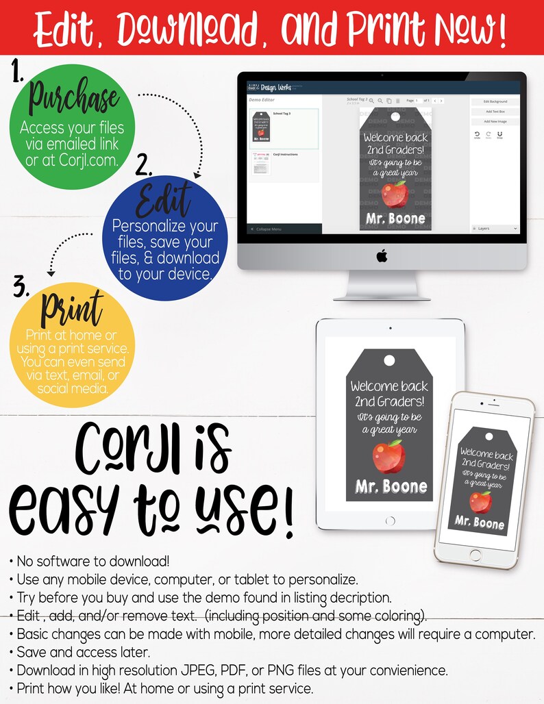 Welcome Back to School Favor Tag Teacher Favor Tag Back to | Etsy