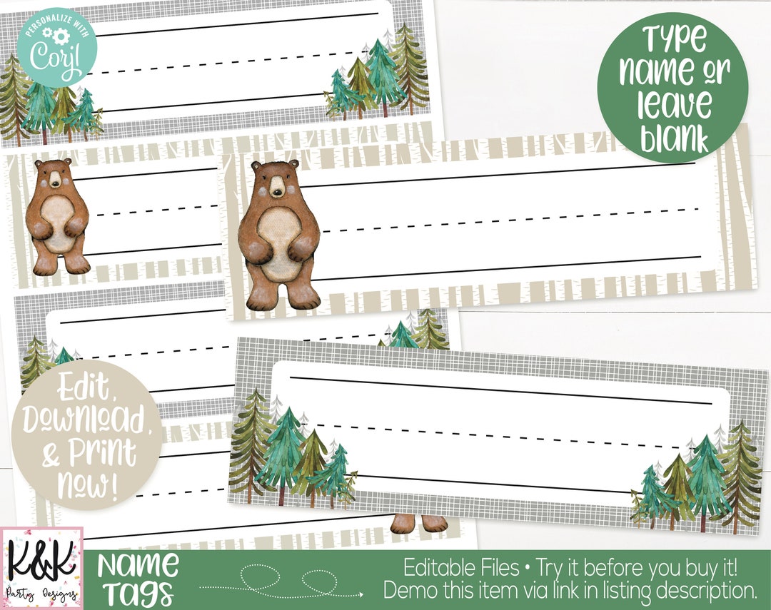Woodland Classroom Desk Name Tag Printable, Woodland Forest Theme ...