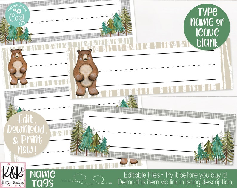 Woodland Classroom Desk Name Tag Printable, Woodland Forest Theme ...
