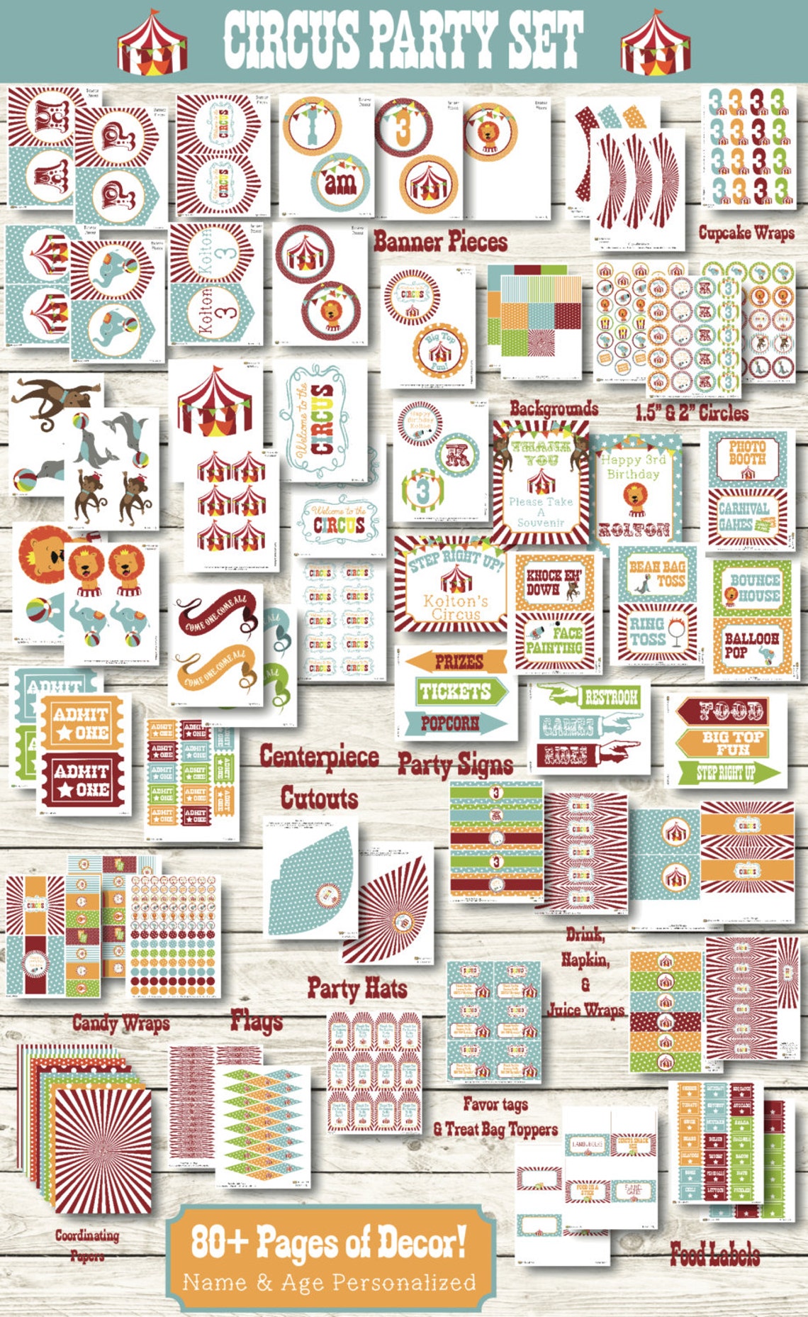 Circus Birthday Party Decorations Printable Carnival Birthday - Etsy