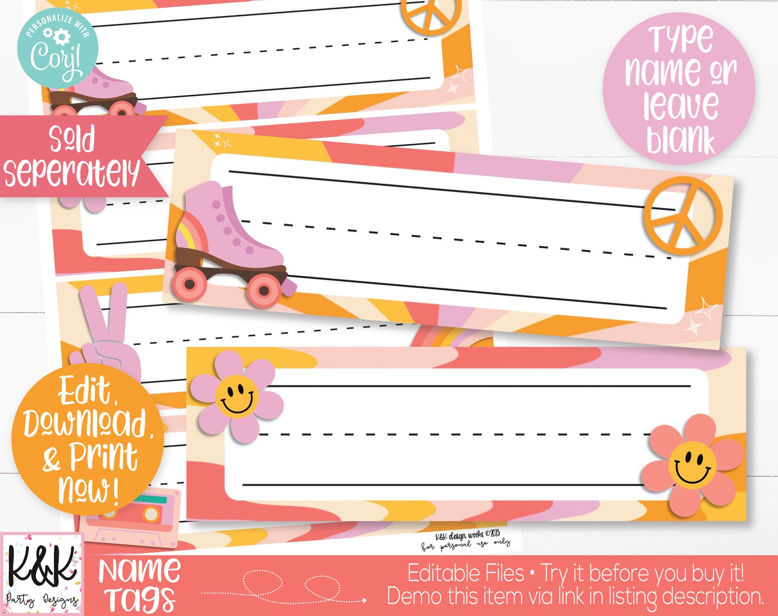 Retro Groovy Classroom Calendar Set Printable, Retro Theme, Teacher ...