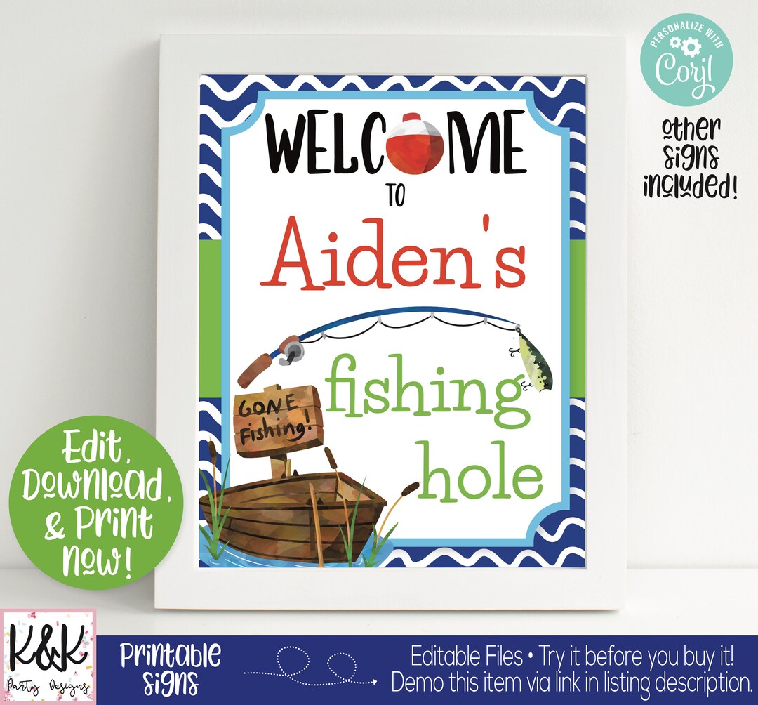 Fish Party Signs, Fish Welcome Signs, Ofishally One, O-fish-ally One ...