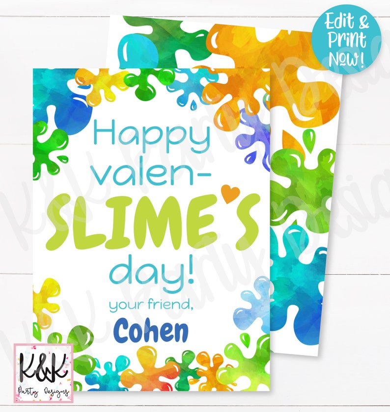 Slime Printable Valentine Tag Card, Kids Valentines Day Card, Will You ...
