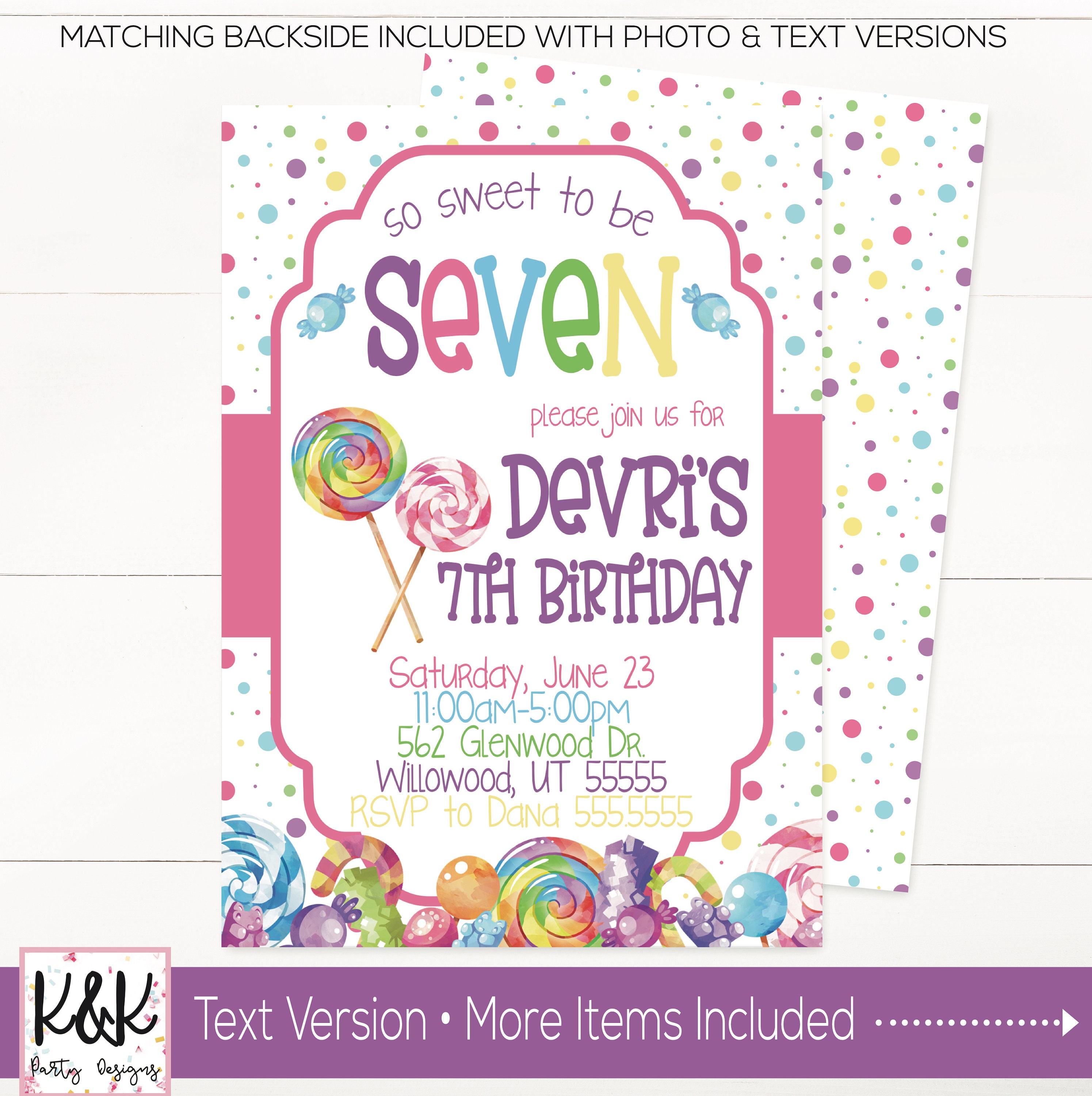 Candy Theme Birthday Party Invitation Candy Land Invitation | Etsy