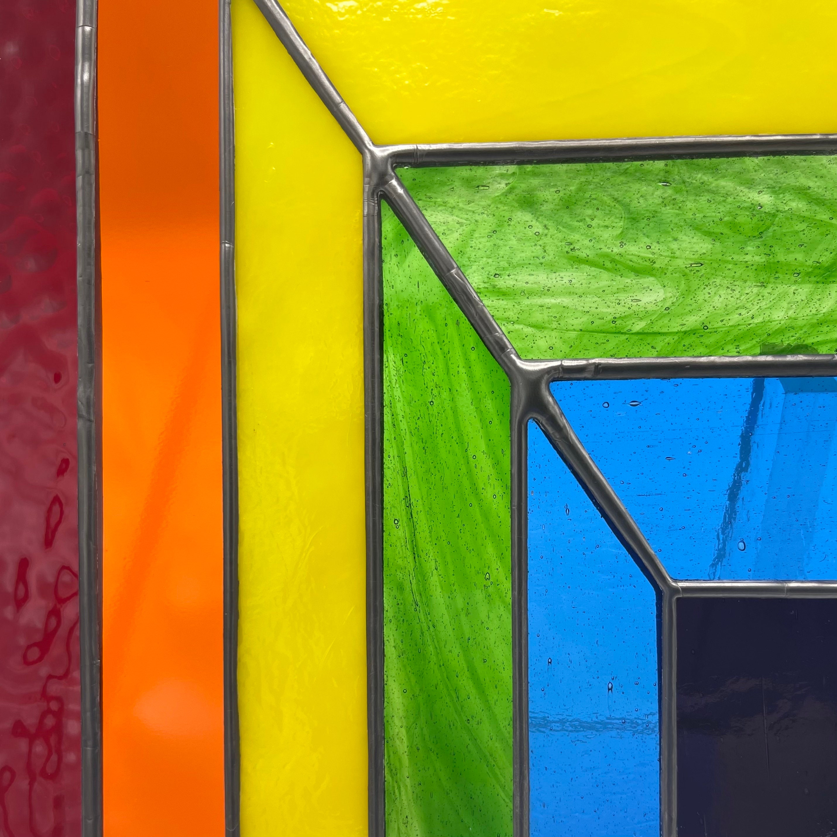 Rainbow Spectrum Stained Glass Suncatcher, Modern Geometric Window ...