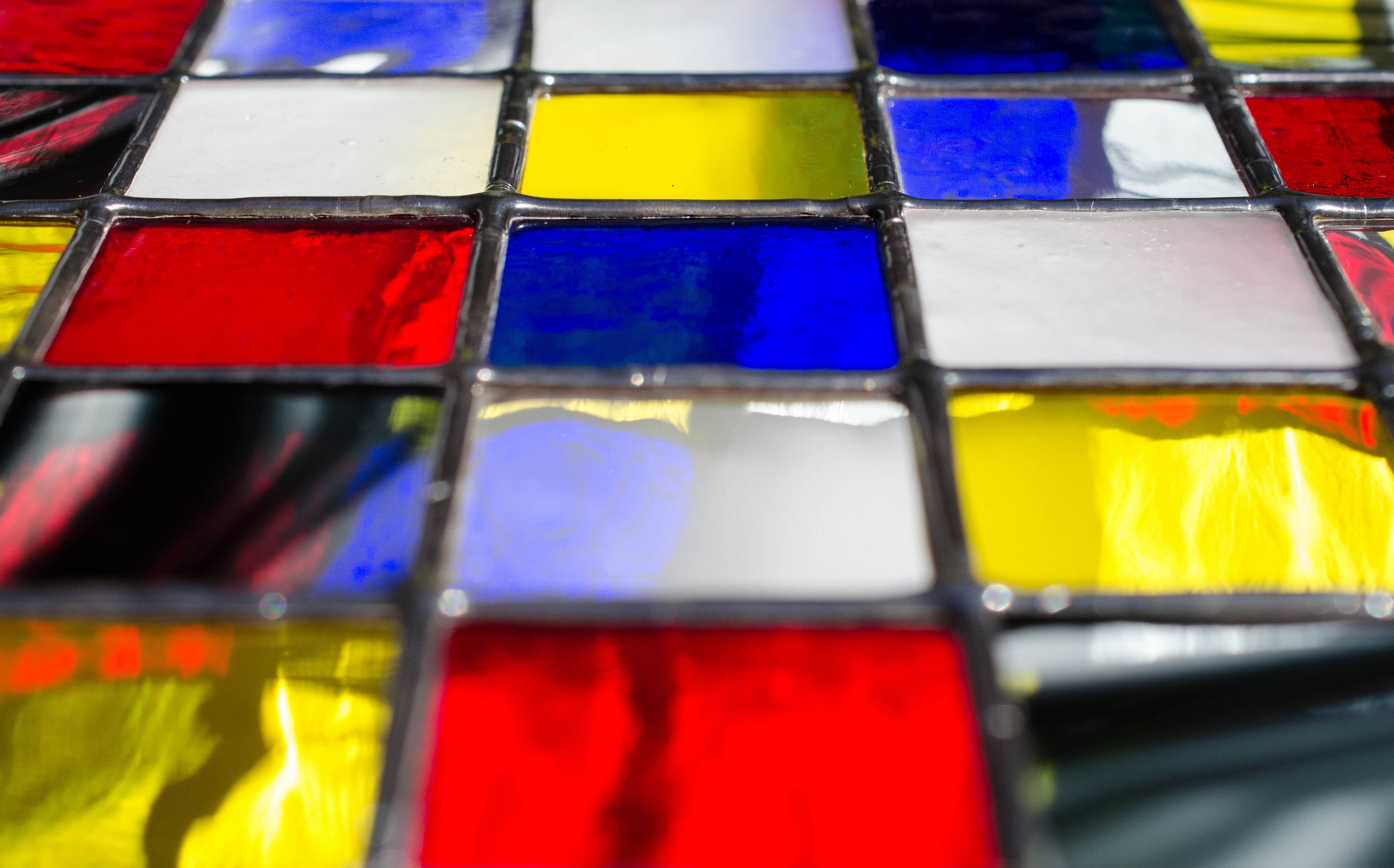 Mondrian Stained Glass Panel – Primary Colors, Modern Geometric Decor 9 ...