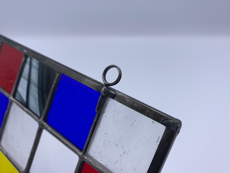 9 X 9 MONDRIAN COLOR PALETTE Stained Glass Window Panel in Primary ...