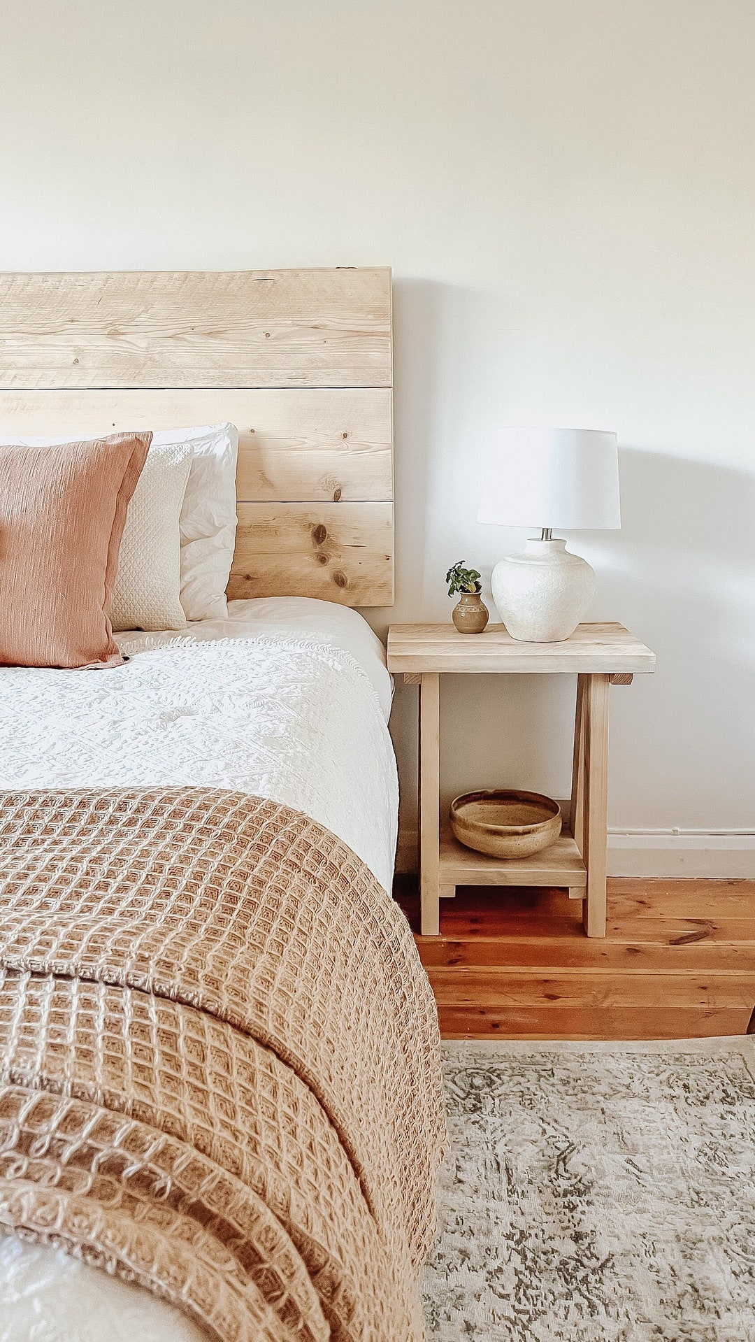 Rustic Wood Bedside Table Small Reclaimed Wooden Side Console ...
