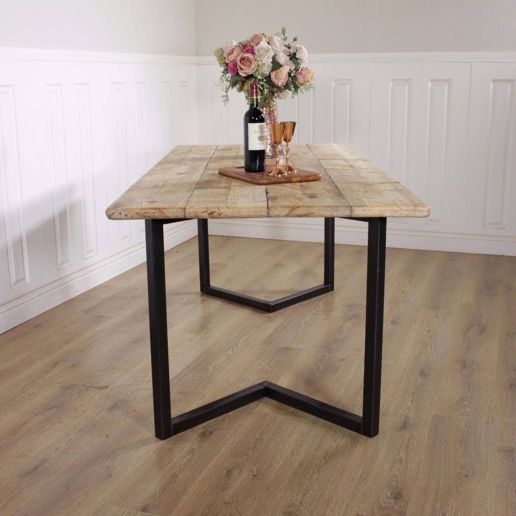 Industrial Dining Table Rustic Solid Kitchen Farmhouse Steel - Etsy UK