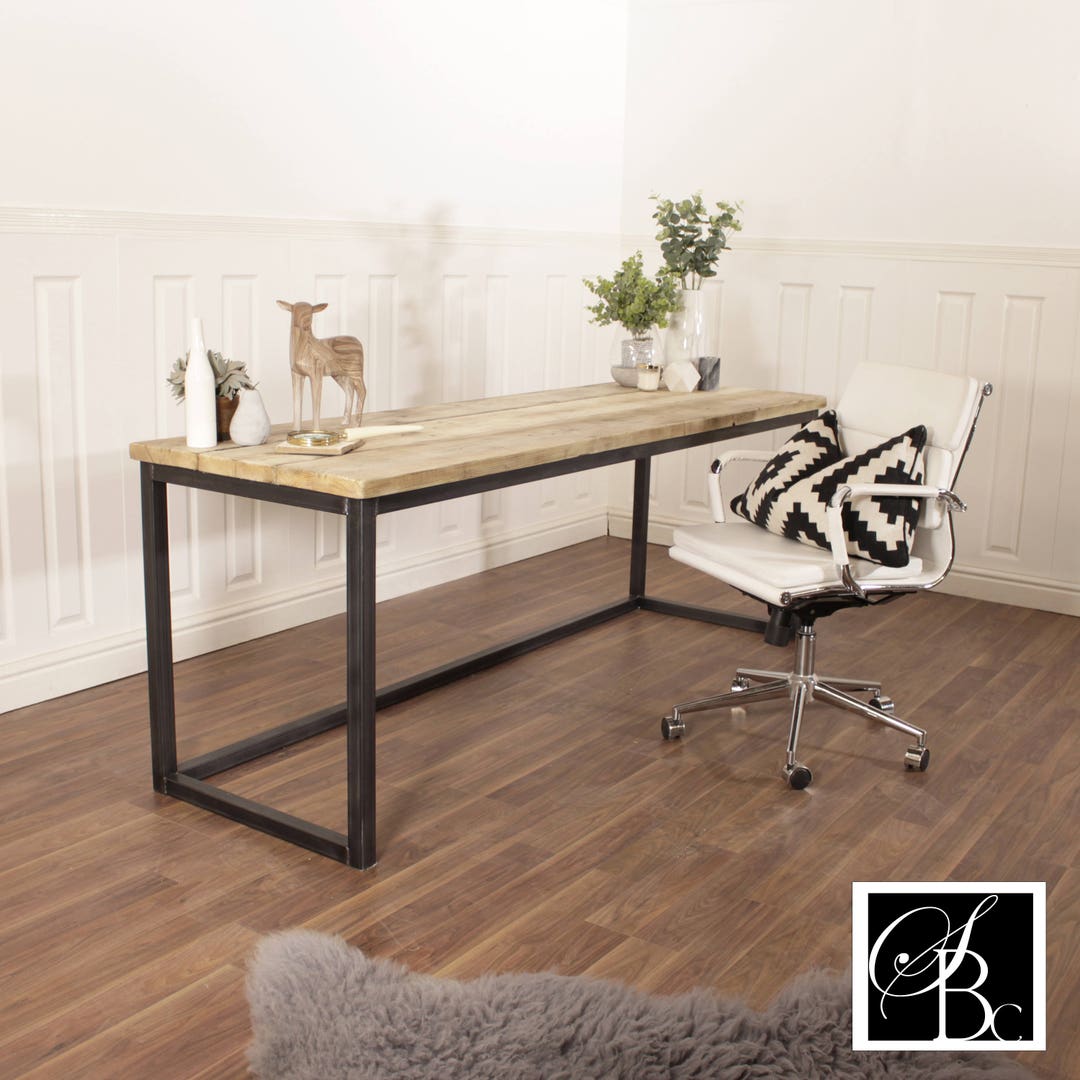 Reclaimed Wood Desk Industrial Table Rustic Wooden Executive Office ...