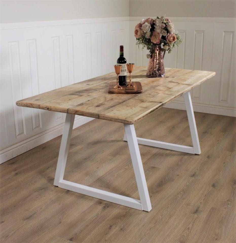 Industrial Dining Table ANY COLOUR Base Rustic Solid Kitchen Steel ...