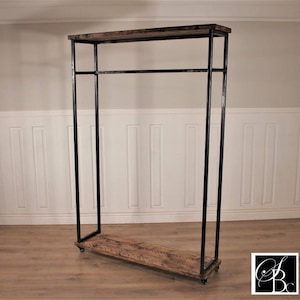 Industrial Clothes Rail Wardrobe Display Shelf Shoe Vintage Open Rack ...