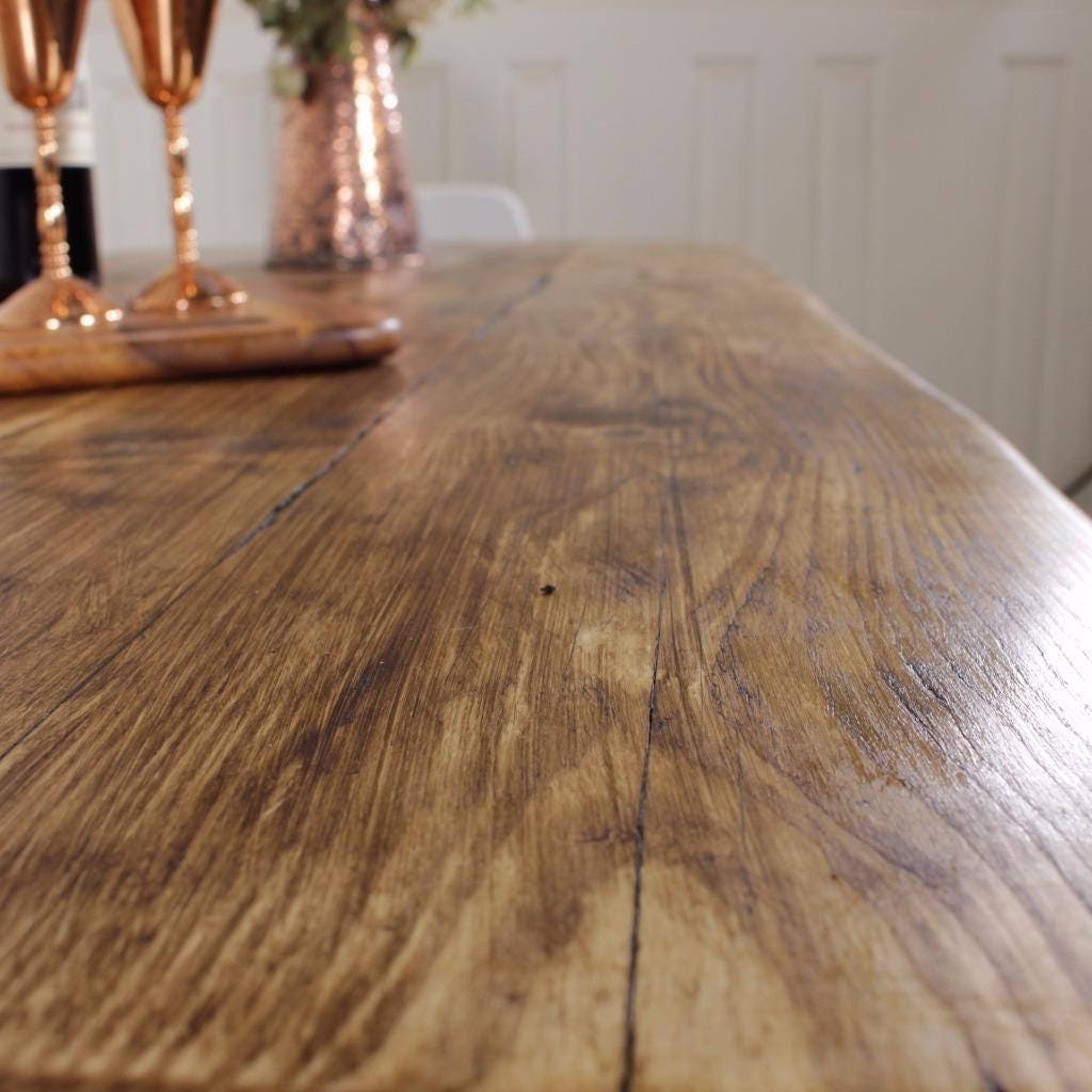 Industrial Dining Table ANY COLOUR Base Rustic Solid Kitchen Steel ...