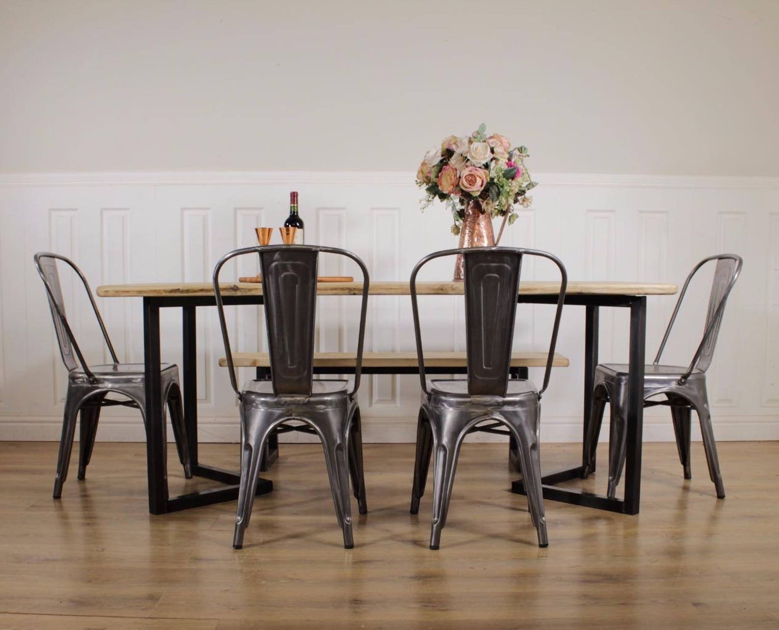 Industrial Dining Table Rustic Solid Kitchen Farmhouse Steel - Etsy UK