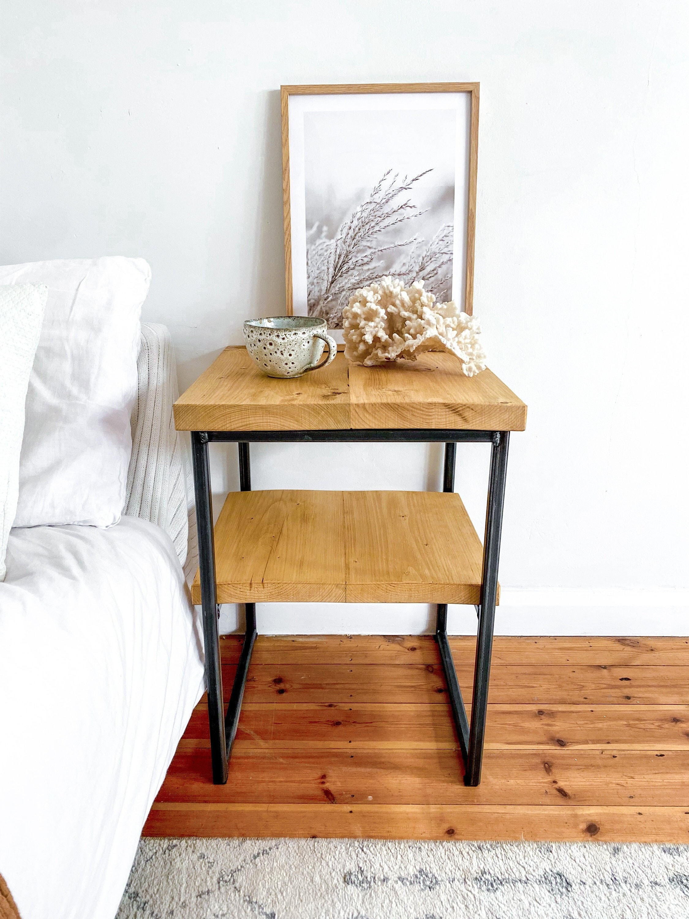 Vintage wood bedside table store