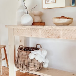 Solid Wood Console Table Rustic Wooden Hall Table Farmhouse Entryway ...