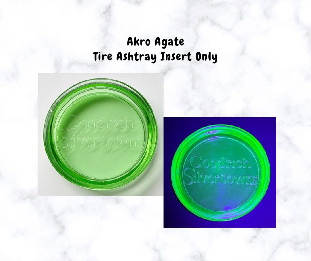 Akro Agate Goodrich Silvertowns Tire Ashtray INSERT ONLY Uranium Glass ...