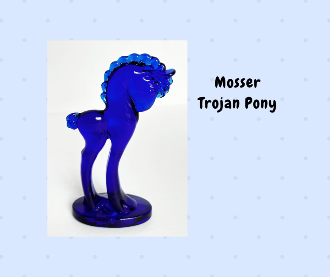 Vintage Mosser Glass Pony Trojan Horse Cobalt Blue Glass Animals - Etsy