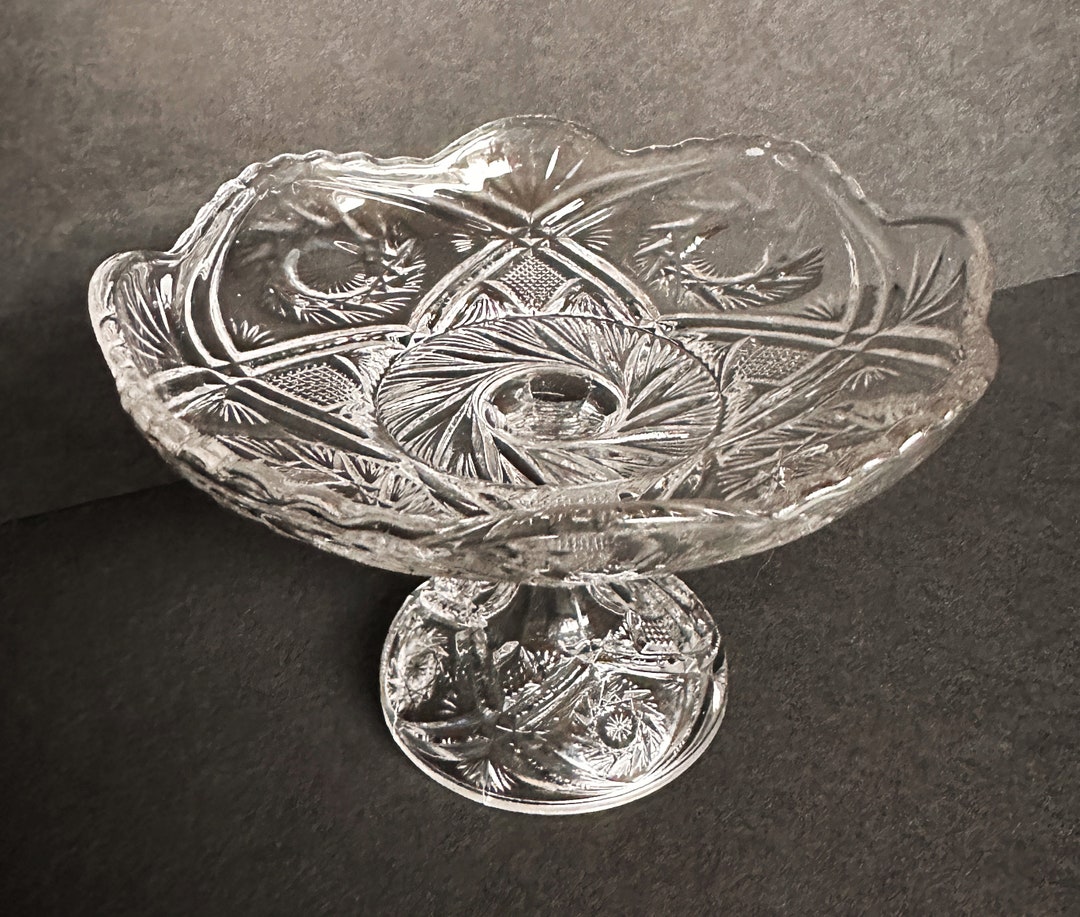 Antique EAPG DIAMOND WHIRL Comport: U.S. Glass 15109 Footed Bowl, Early ...