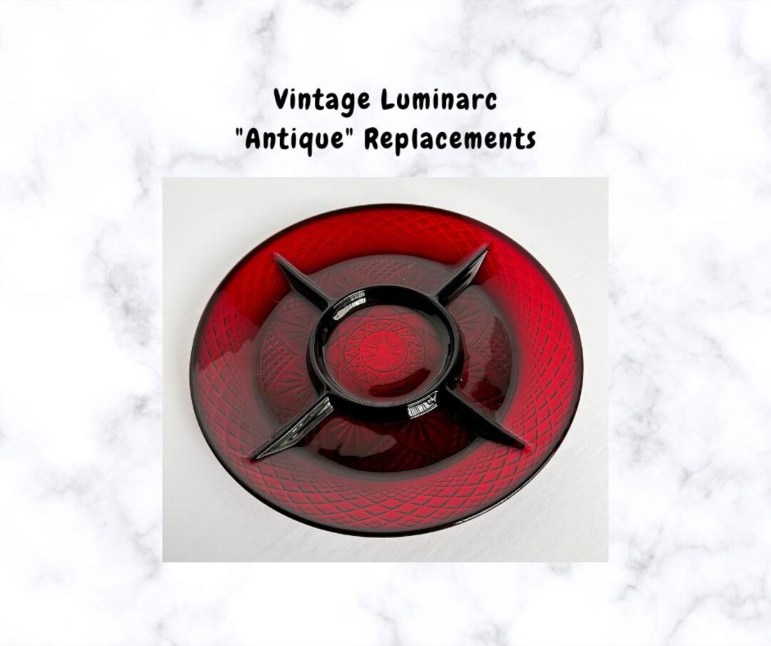 Vintage Luminarc ANTIQUE Plates, 5-part, Misc. Ruby Red Glassware ...