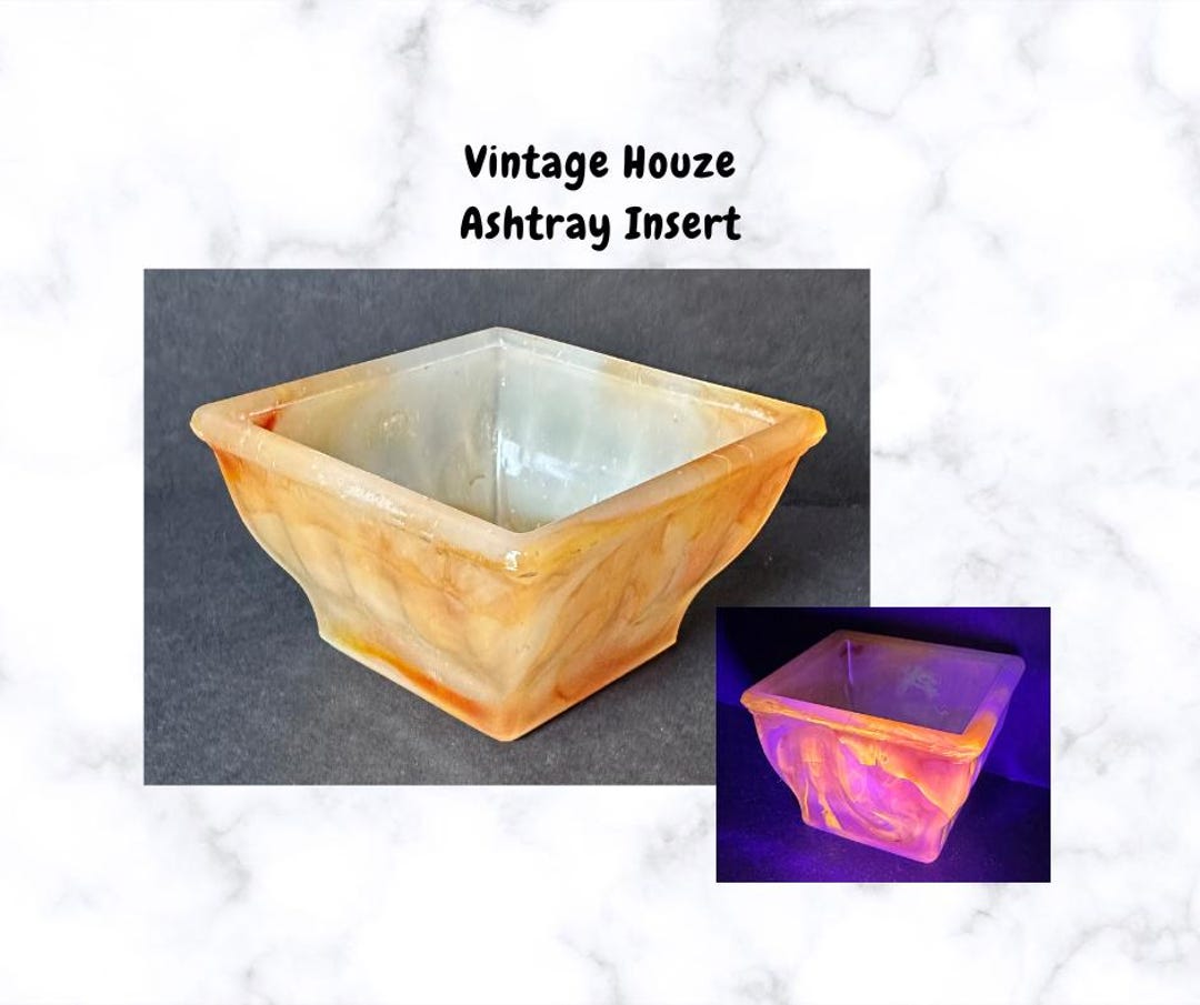 Houze Glass Ashtray Diamond INSERT for Smoking Stand CADMIUM GLOW 1940 ...