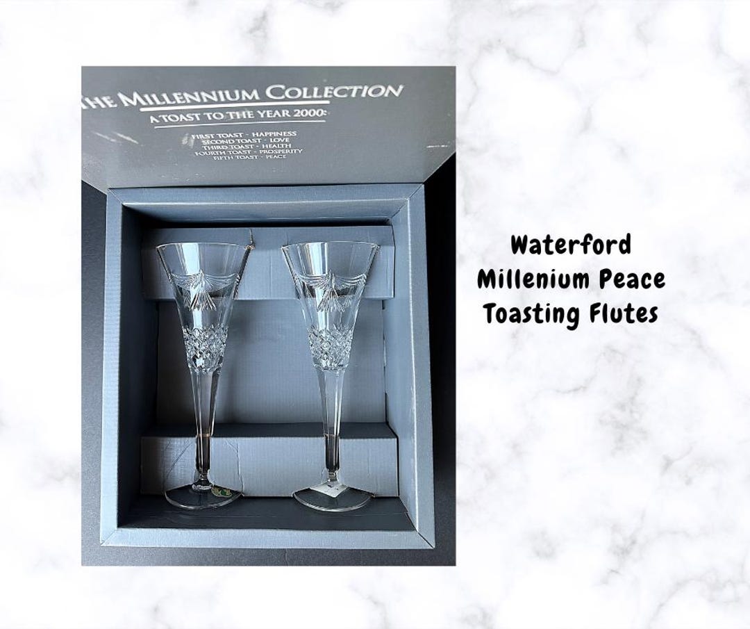 Waterford MILLENIUM PEACE Champagne Flute Pair in Box Crystal Wedding ...