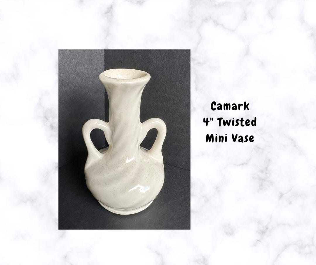 Vintage CAMARK Pottery USA 783 Twisted Mini Vase Urn Ivory Double ...