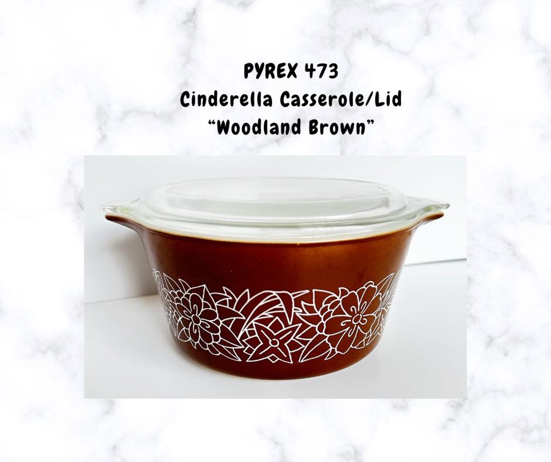 Pyrex WOODLAND BROWN 473 Cinderella Casserole With Pyrex 470 Lid, 1 QT ...