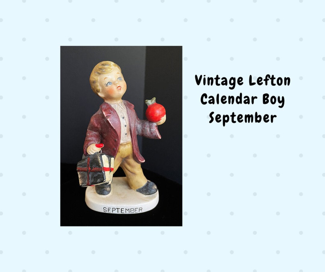 Vintage Lefton Calendar SEPTEMBER Birthday Boy Figurines 2300 Ceramic ...