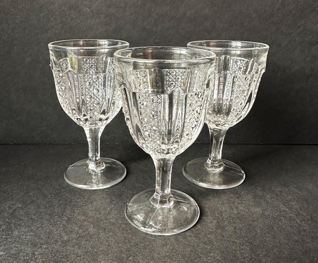 Antique EAPG RAINBOW WINE Goblets: Set of 3, Mckee and Brothers, Early ...