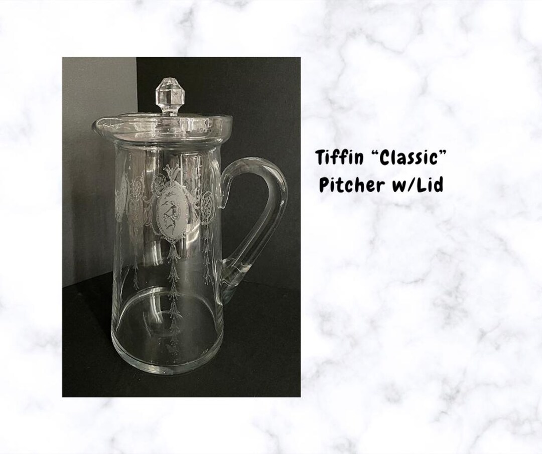 Tiffin CLASSIC Etch Pitcher With Lid HTF, Tall, Clear, Nude Woman ...