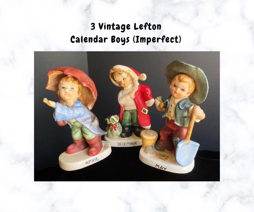 3 Vintage Lefton Calendar Birthday Boys *IMPERFECT* Figurines #2300 ...