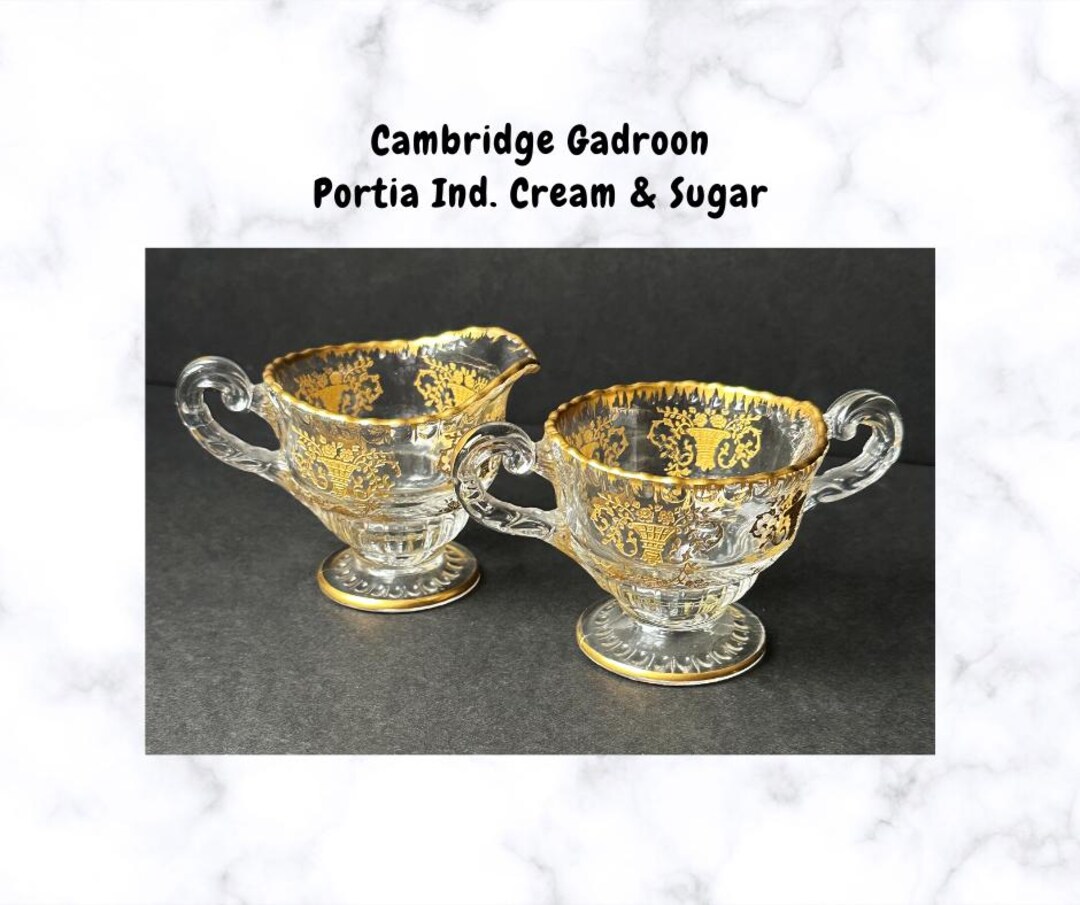 Vintage Cambridge PORTIA Gadroon Individual Cream & Sugar Gold Encrusted Elegant Glassware - Etsy