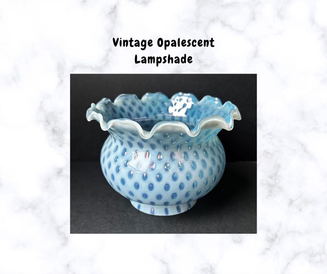 Vintage COINSPOT Glass Lamp Shade Blue Opalescent 4 Fitter READ ...
