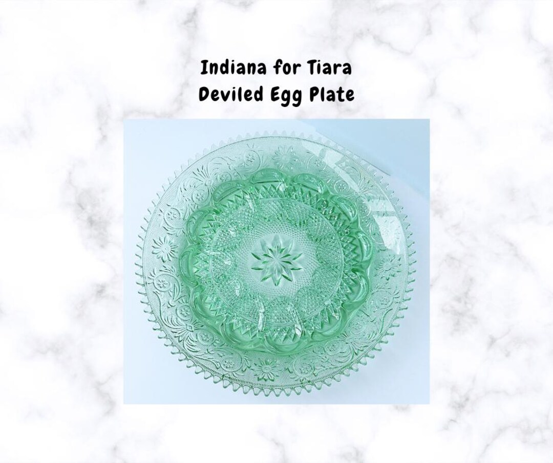 Vintage SANDWICH Deviled Egg Plate Green Indiana for Tiara Early ...