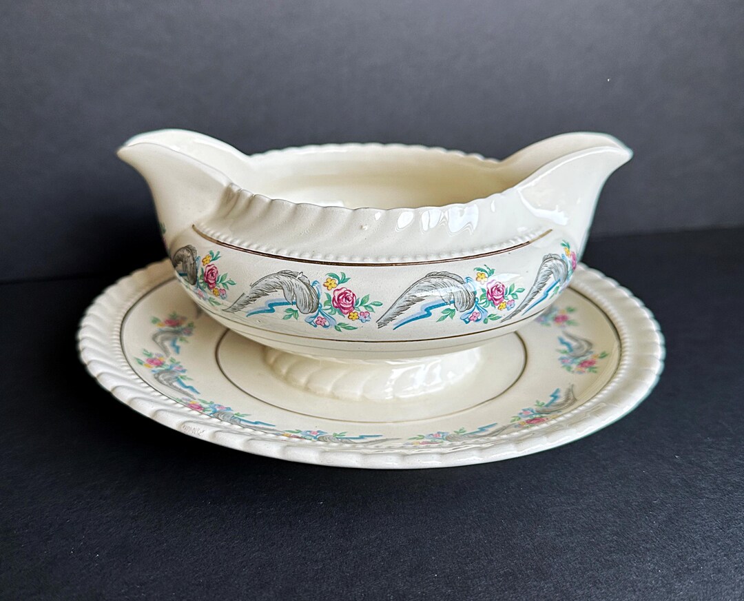Vintage Steubenville REGENCY GRAVY BOAT: Monticello Ivory China, Floral ...