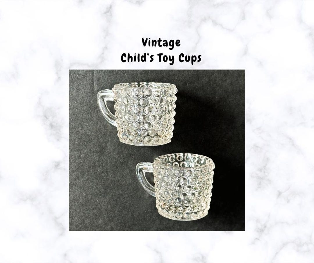2 Vintage Toy Hobnail Glass Cups Mugs Clear Miniature Children's Play ...