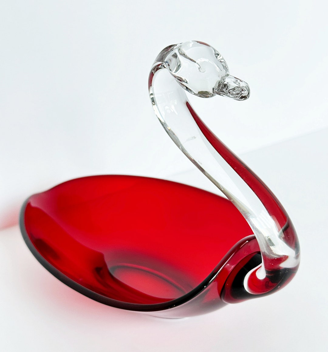 Vintage RUBY RED SWAN Candy Dish: Duncan & Miller "pall Mall" Glassware ...