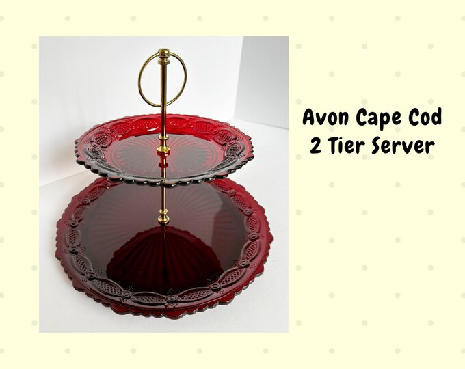 Vintage Avon Cape Cod 2 Tier Server Tidbit Tray Ruby Red Glassware in ...