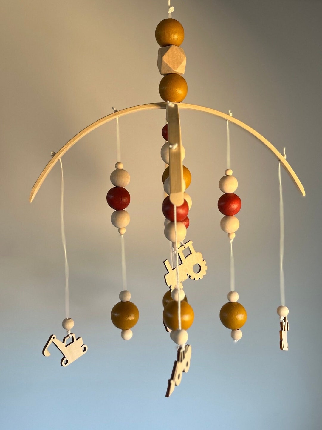 Whimsical Diggers and Tractors Baby Boy Mobile - Handcrafted Nursery ...