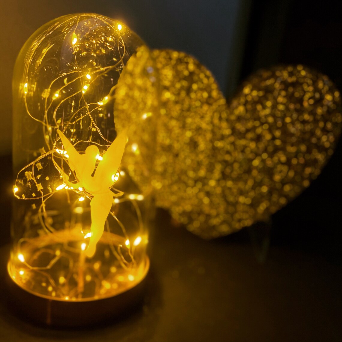 Tinkerbell/peter Pan Glass Dome With LED Lights Nursery Decor | Etsy