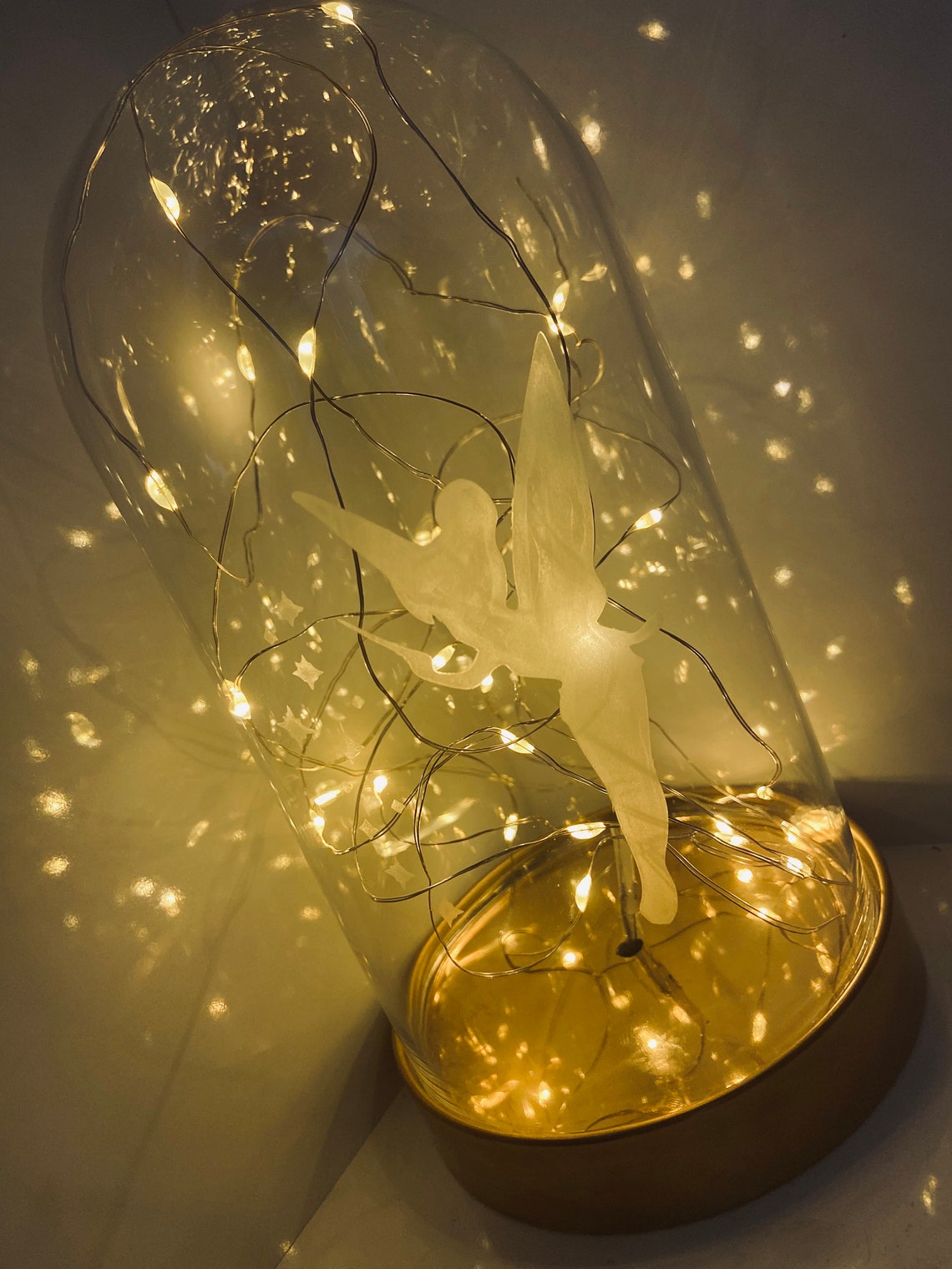 Tinkerbell/peter Pan Glass Dome With LED Lights Nursery Decor | Etsy