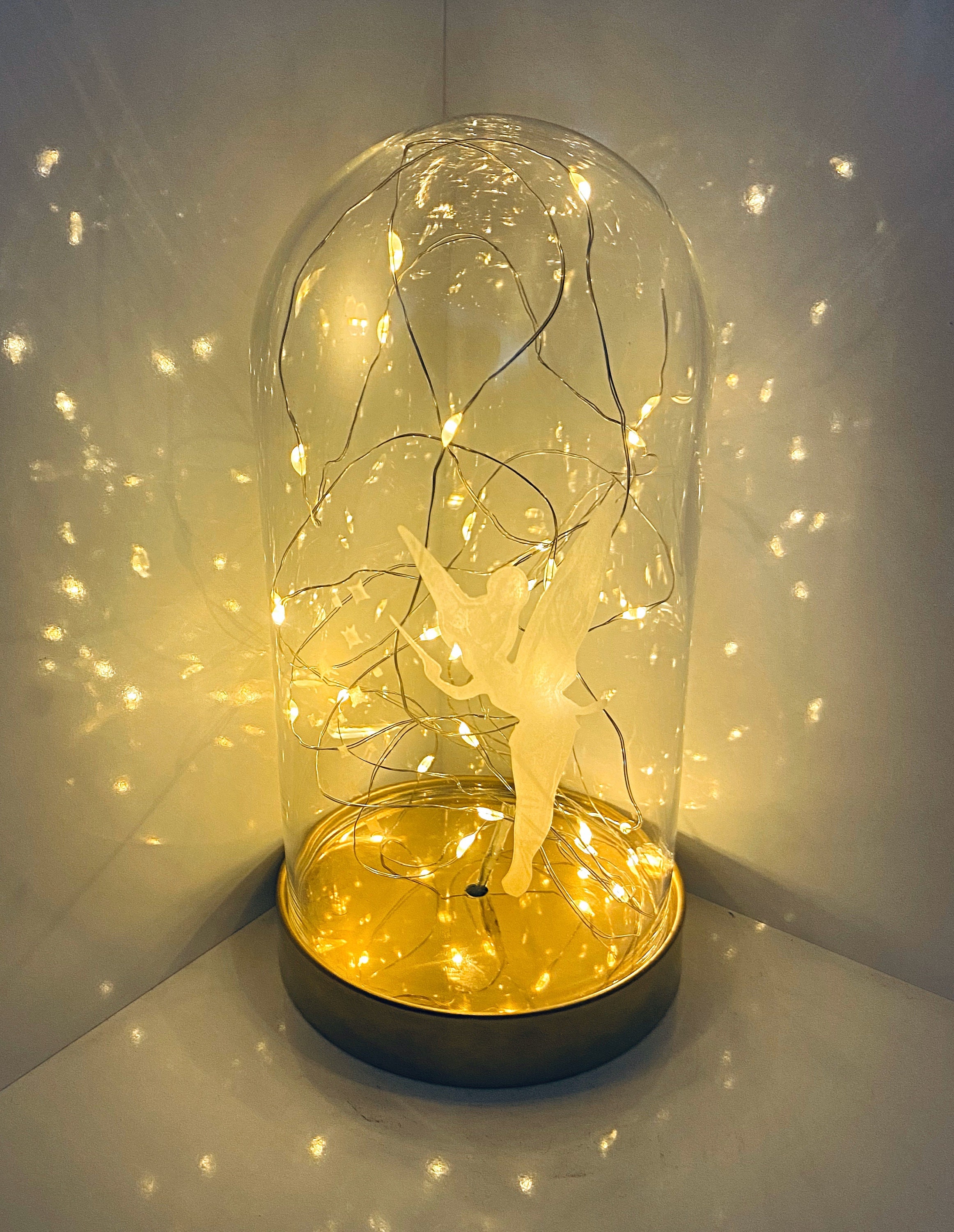 Tinkerbell/peter Pan Glass Dome With LED Lights- Nursery Decor - Etsy ...