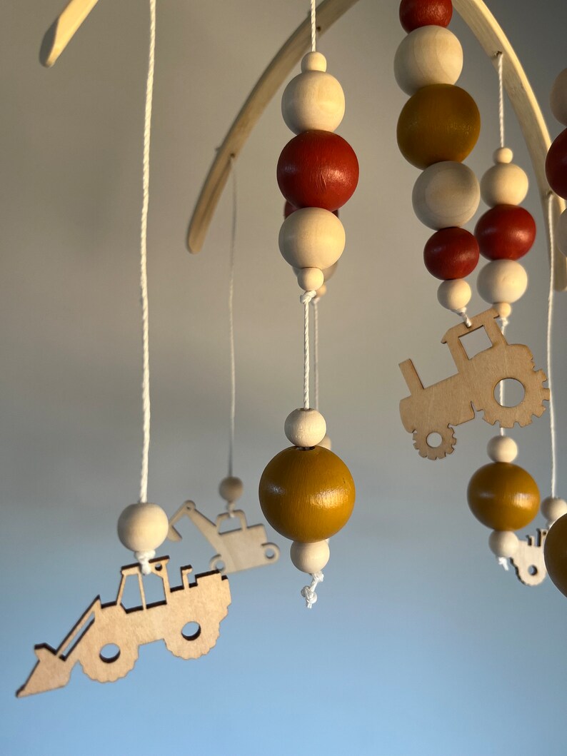 Whimsical Diggers and Tractors Baby Boy Mobile - Handcrafted Nursery ...