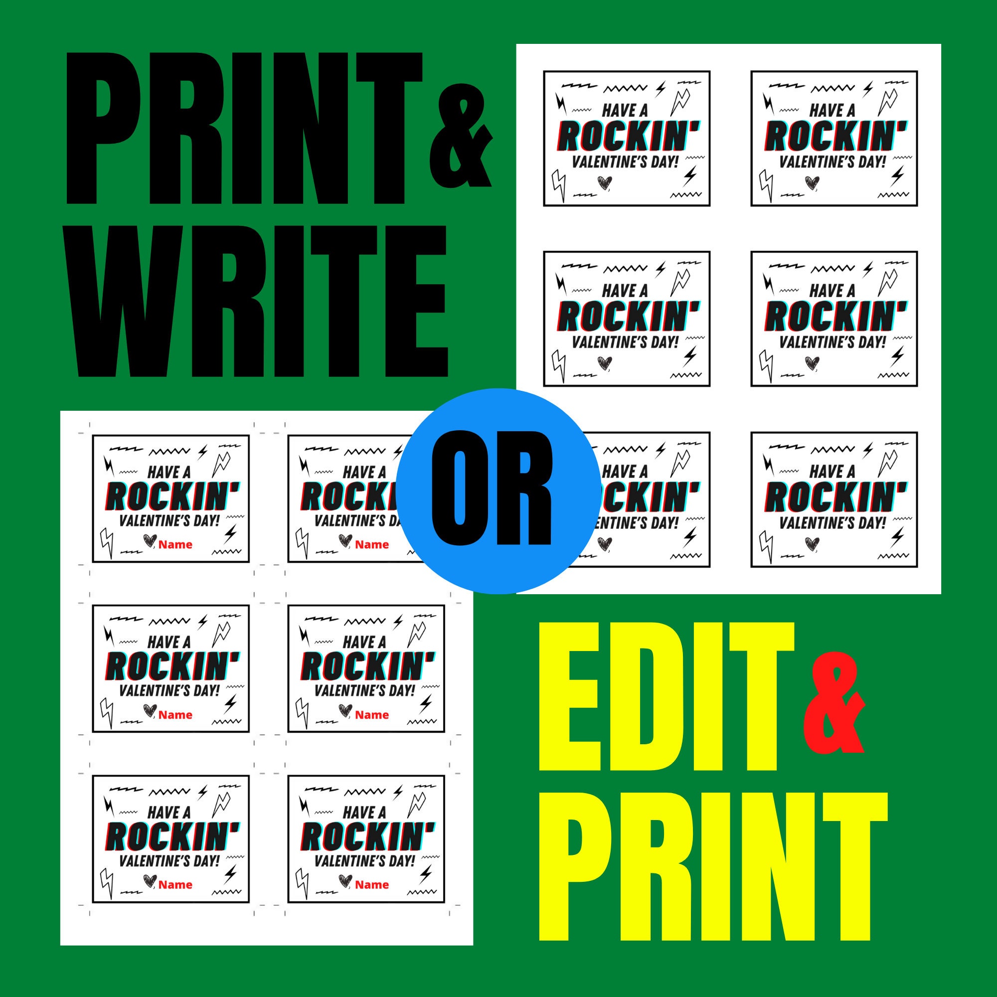 Printable Class Valentine Gift Tags for Pop Rocks, Have a Rockin ...