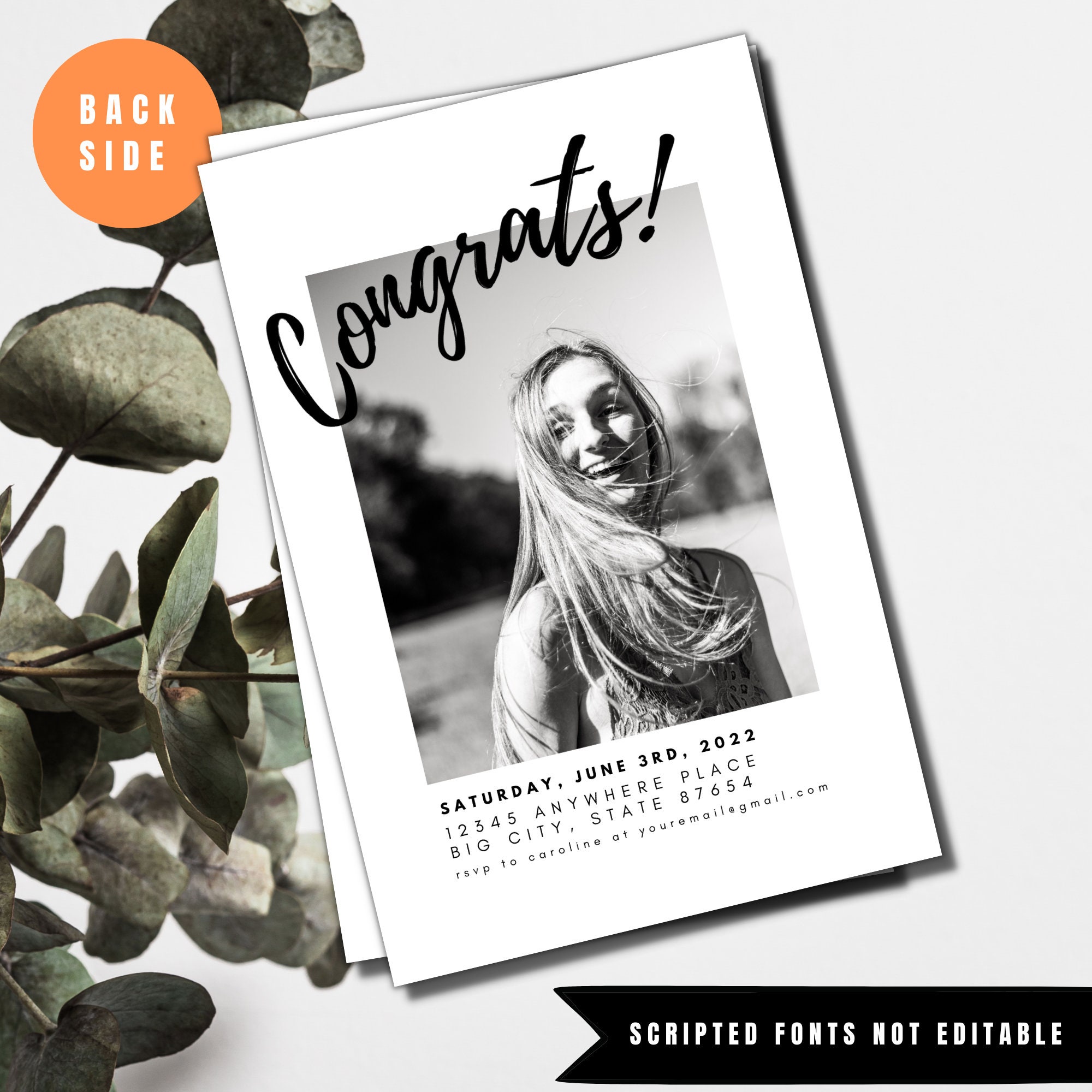 EDITABLE Graduation Party Invitation, Canva Template, Class of 2022 ...