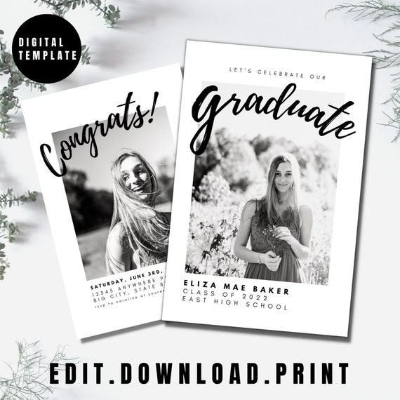 EDITABLE Graduation Party Invitation Canva Template Class of | Etsy