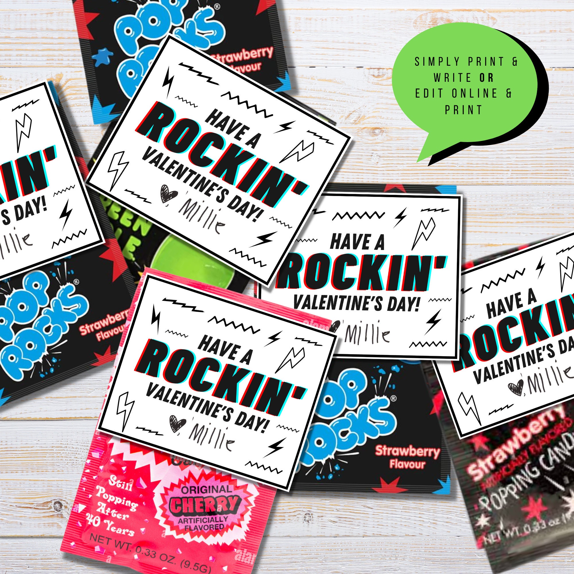 Printable Class Valentine Gift Tags for Pop Rocks, Have a Rockin ...