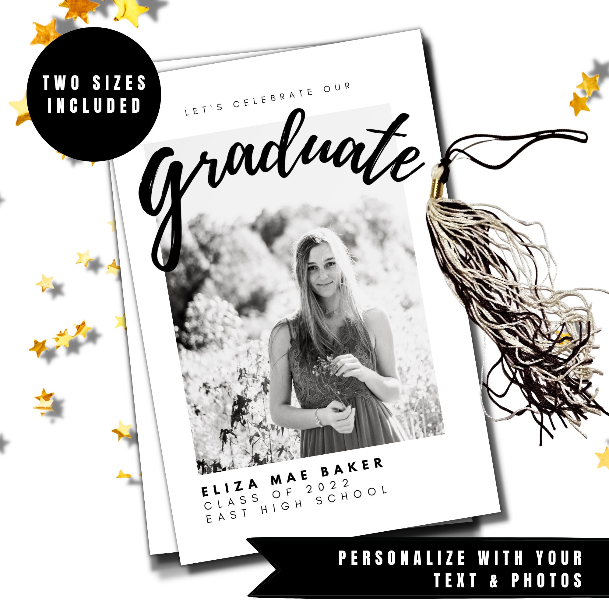 EDITABLE Graduation Party Invitation, Canva Template, Class of 2022 ...