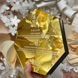 Gold Mirrored Acrylic Menu/ Wedding Menu/ - Etsy